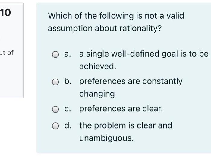 10 Which of the following is not a valid assumption | Chegg.com