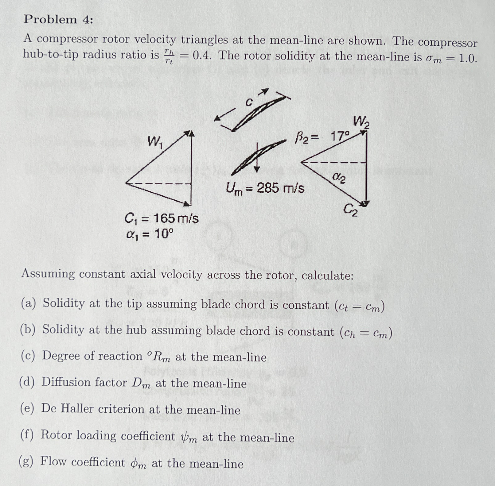 Solved A compressor rotor velocity triangles at the | Chegg.com