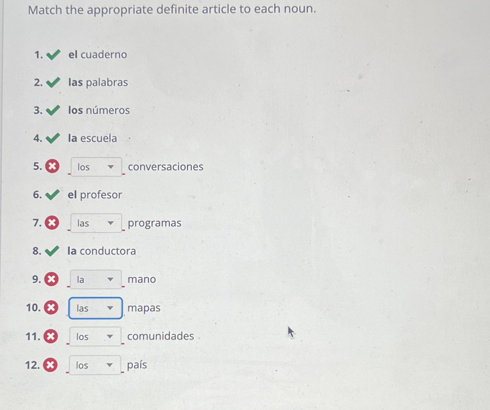 Solved Match the appropriate definite article to each | Chegg.com