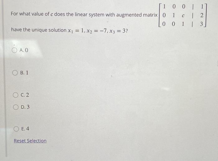 Solved linear equations in 5 unknowns. For what value of c | Chegg.com