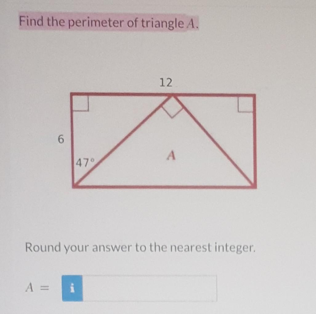 Solved Find the perimeter of triangle A. Round your answer | Chegg.com