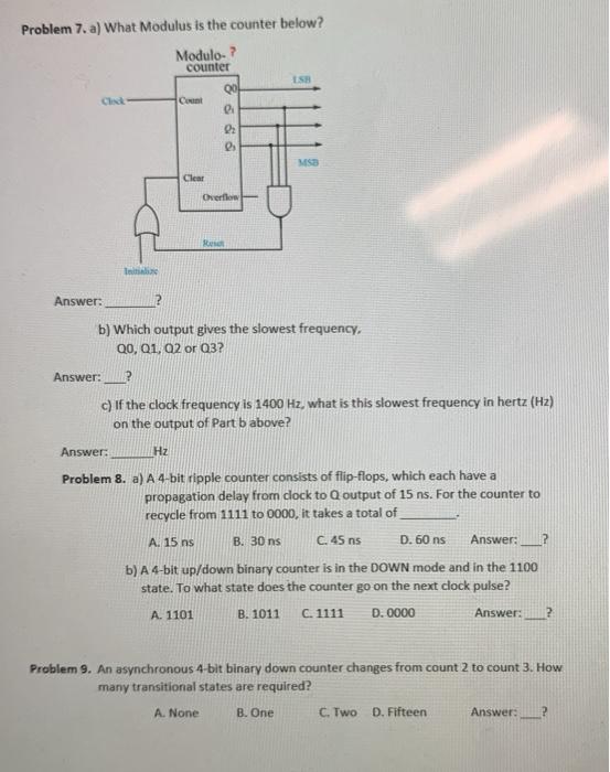 Solved Problem 7. a) What Modulus is the counter below? | Chegg.com