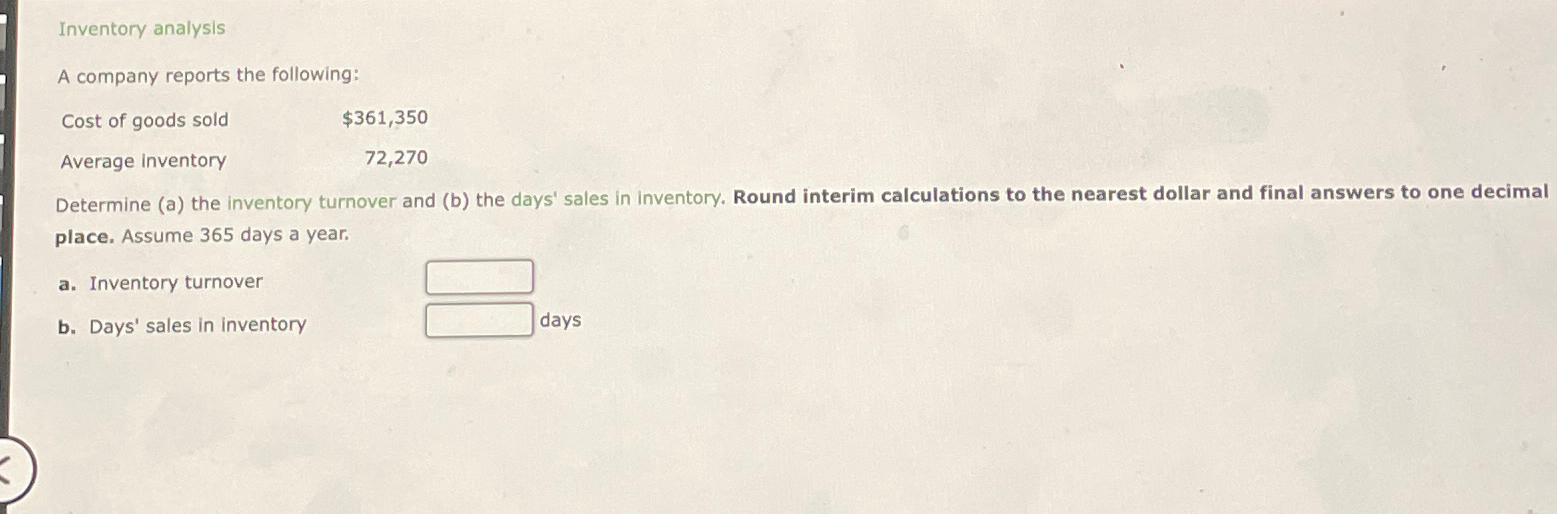 Solved Inventory analysisA company reports the | Chegg.com