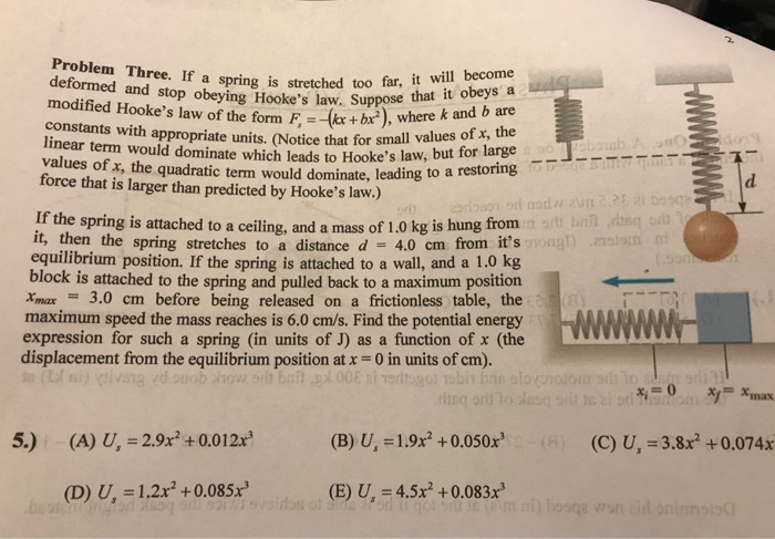 Solved Problem Three. If a spring is stretched too far, it | Chegg.com