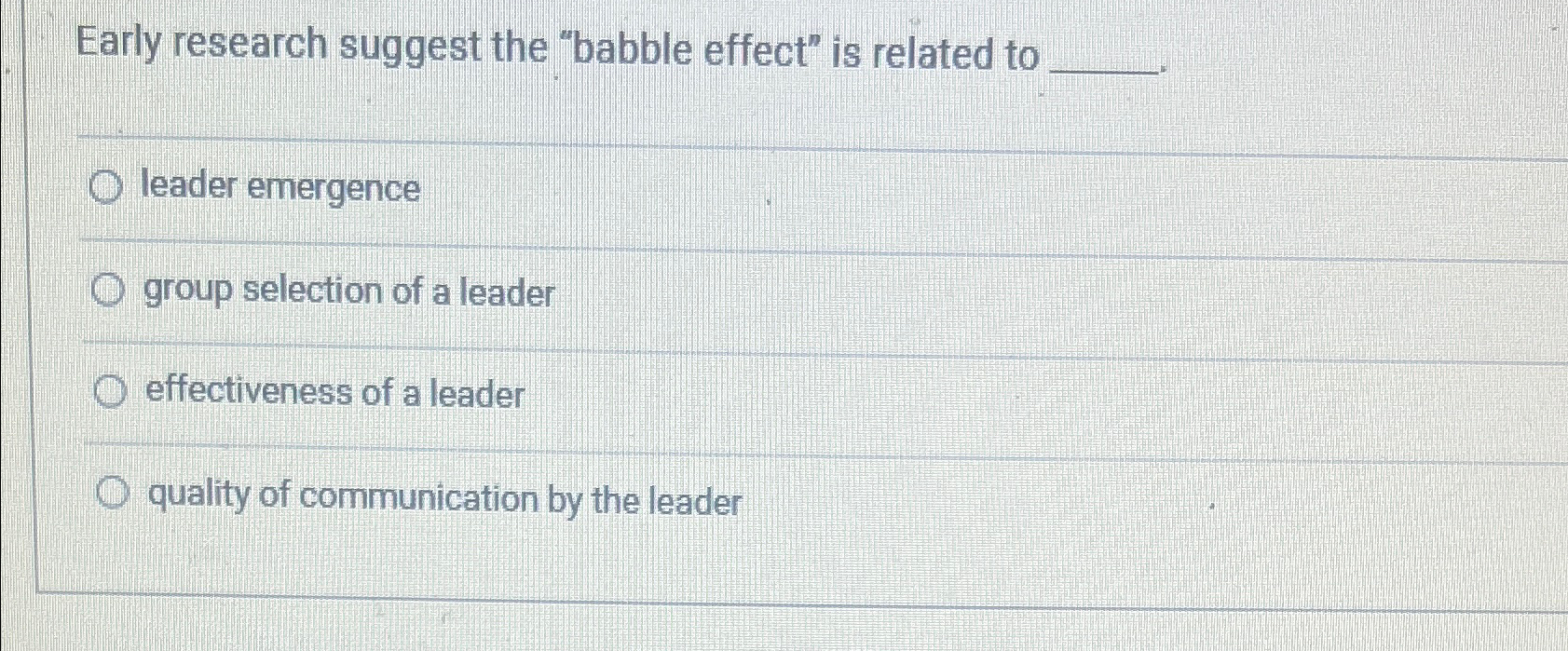 Solved Early research suggest the "babble effect" is related | Chegg.com