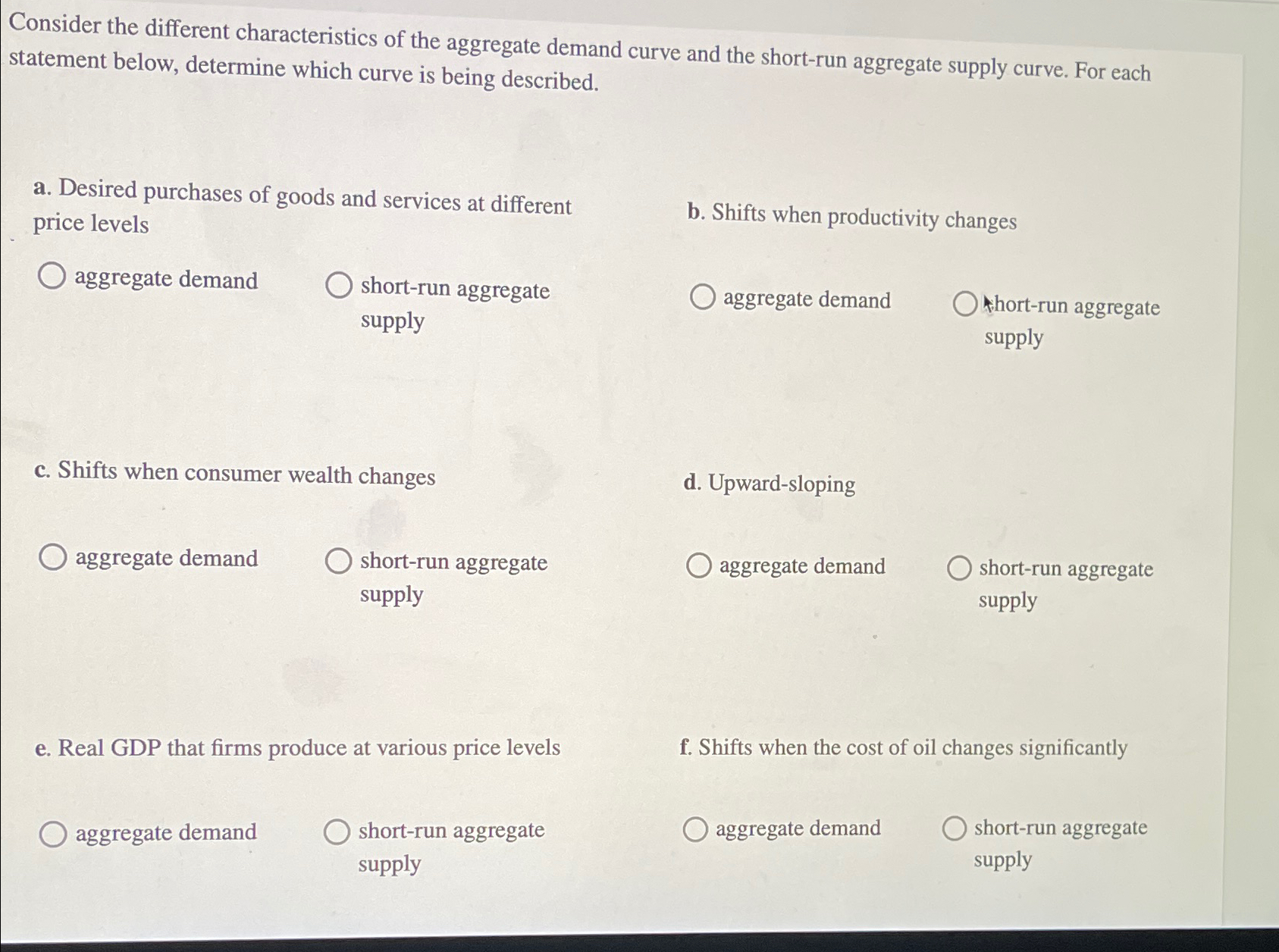 Solved Consider the different characteristics of the | Chegg.com
