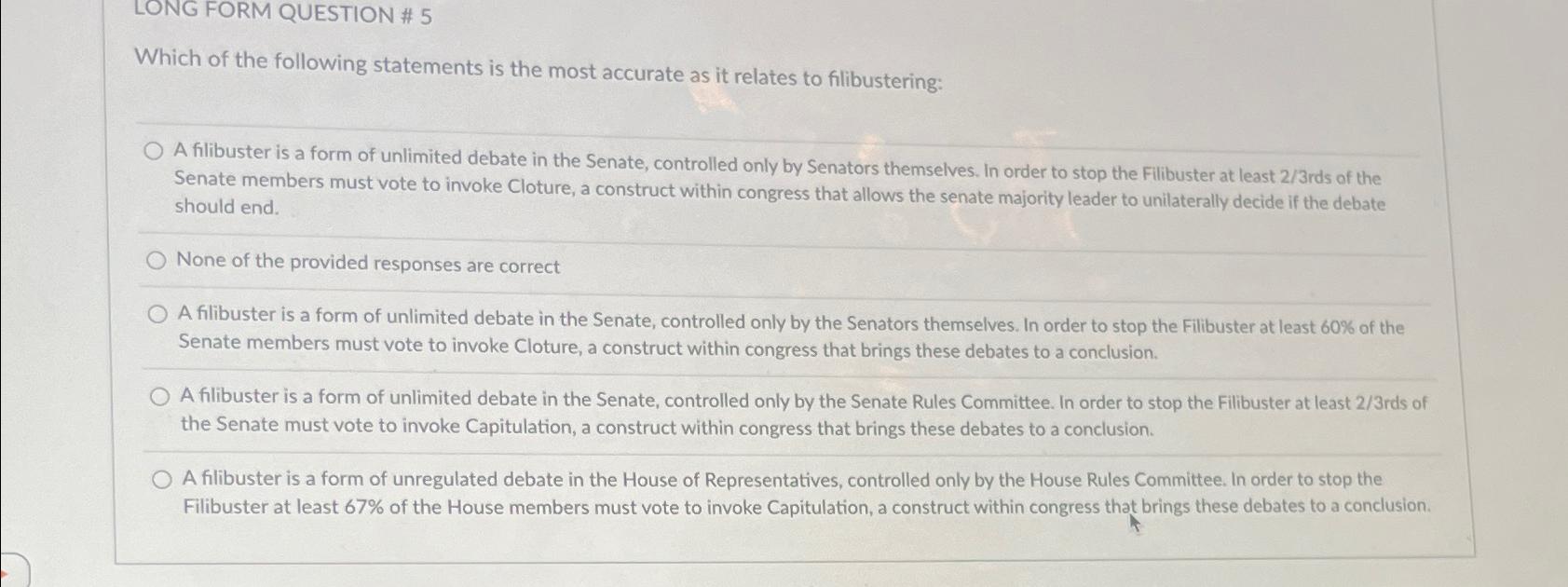Solved LONG FORM QUESTION # 5Which of the following | Chegg.com