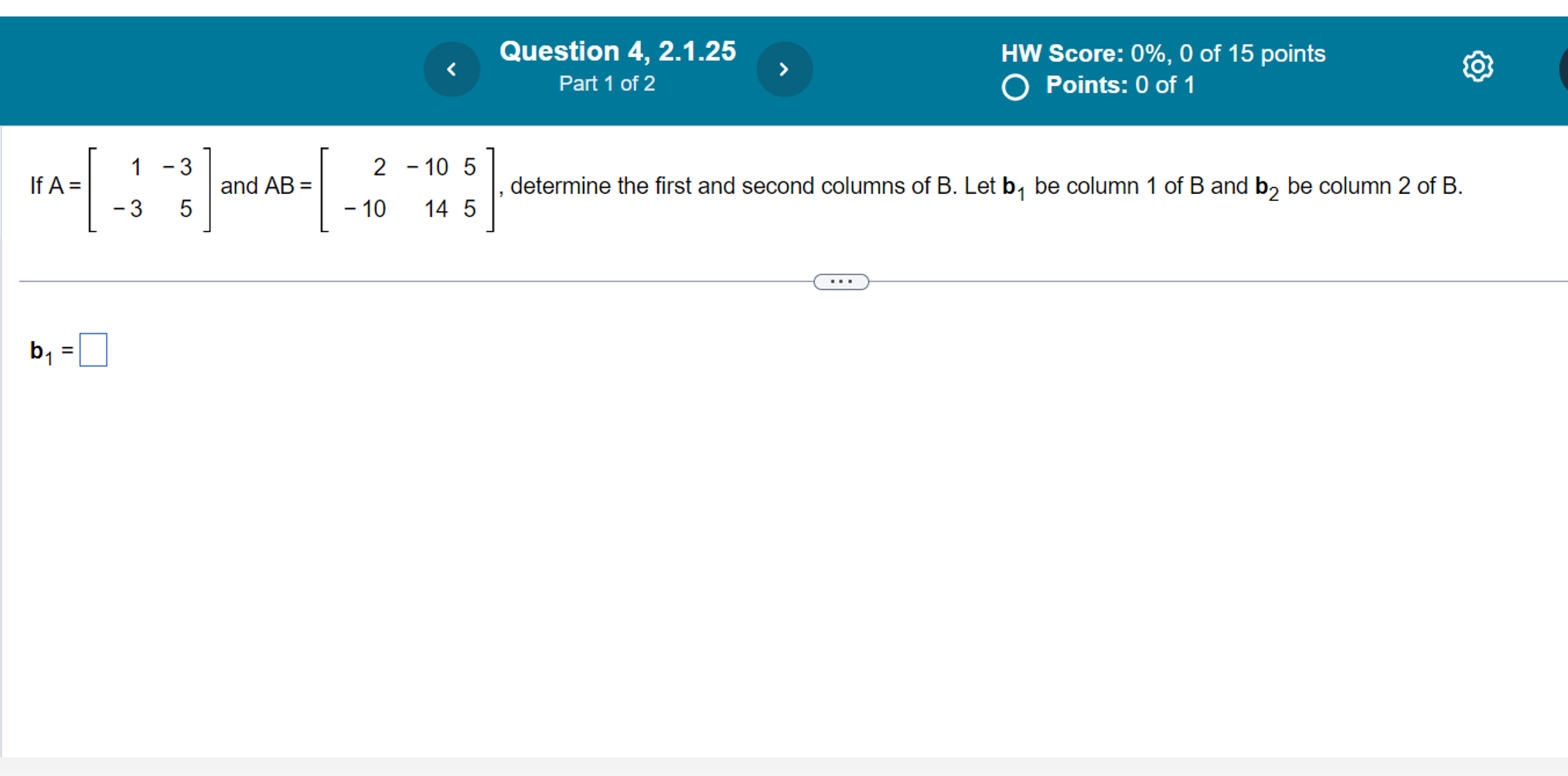 Solved If A=[1-3-35] ﻿and AB=[2-105-10145], ﻿determine the | Chegg.com