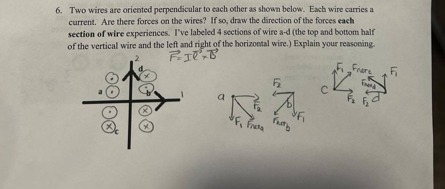 Solved Two wires are oriented perpendicular to each other as | Chegg.com