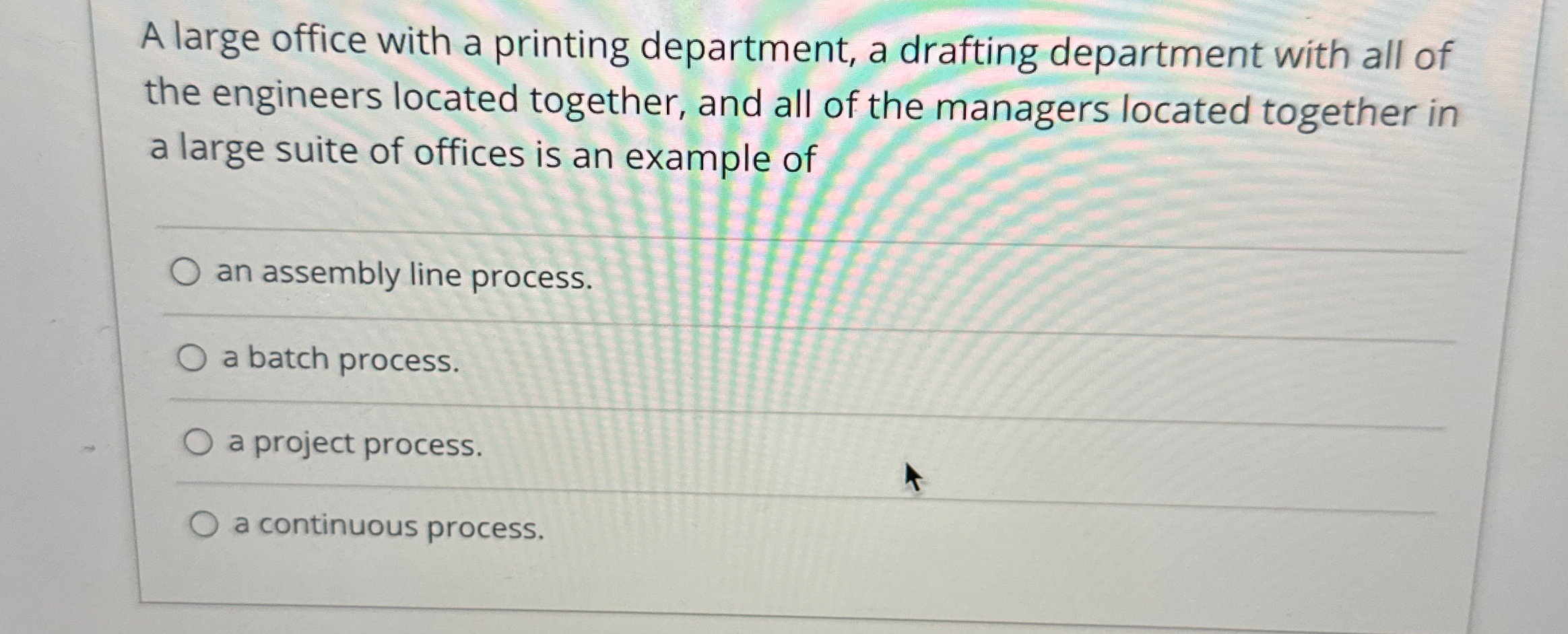 Solved A large office with a printing department, a drafting | Chegg.com