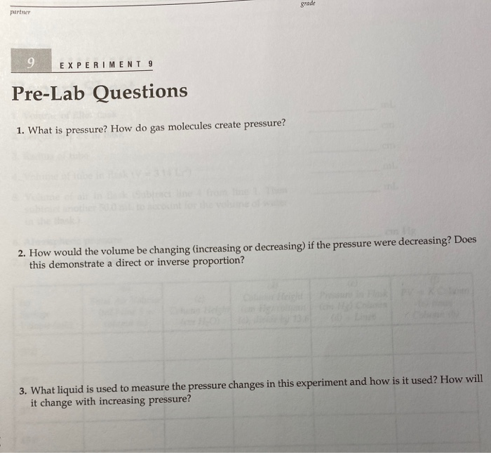 Solved grade grade parte 9 EXPERIMENT 9 Pre-Lab Questions 1. | Chegg.com