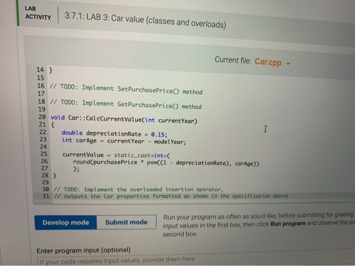 Solved I want code for Car.h and Car.cpp accordingly as | Chegg.com