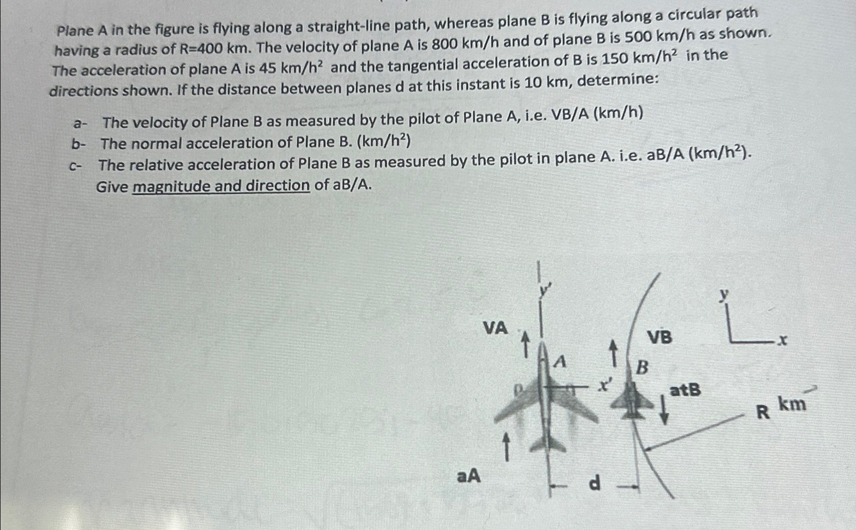 Solved Plane A ﻿in the figure is flying along a | Chegg.com