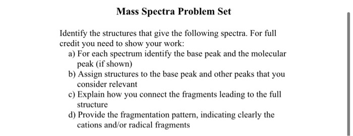 Solved Mass Spectra Problem Set Identify the structures that | Chegg.com