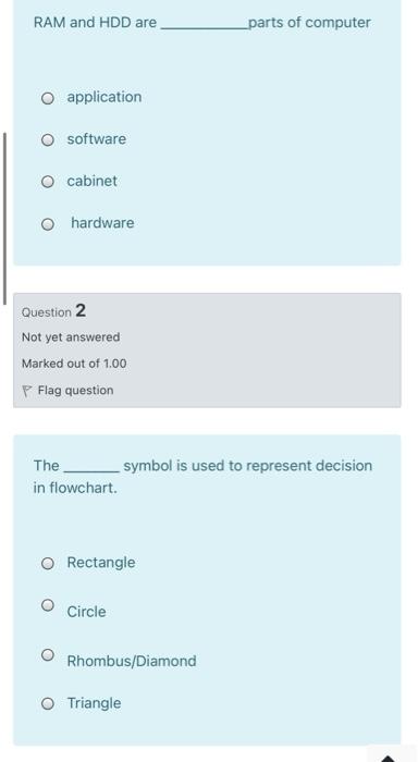 Solved RAM and HDD are _parts of computer application | Chegg.com
