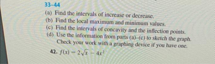 Solved 33−44 (a) Find the intervals of increase or decrease. | Chegg.com