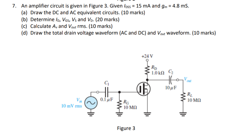 Solved 7. An amplifier circuit is given in Figure 3. Given | Chegg.com