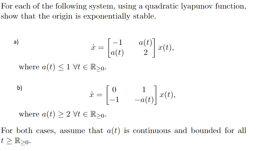 Solved For each of ﻿the following system, using a quadratic | Chegg.com