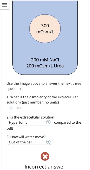 Solved III 300 mOsm/L 200 mM NaCl 200 mOsm/L Urea Use the | Chegg.com