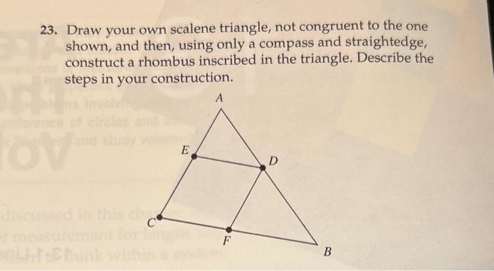 Solved 23. Draw your own scalene triangle, not congruent to | Chegg.com