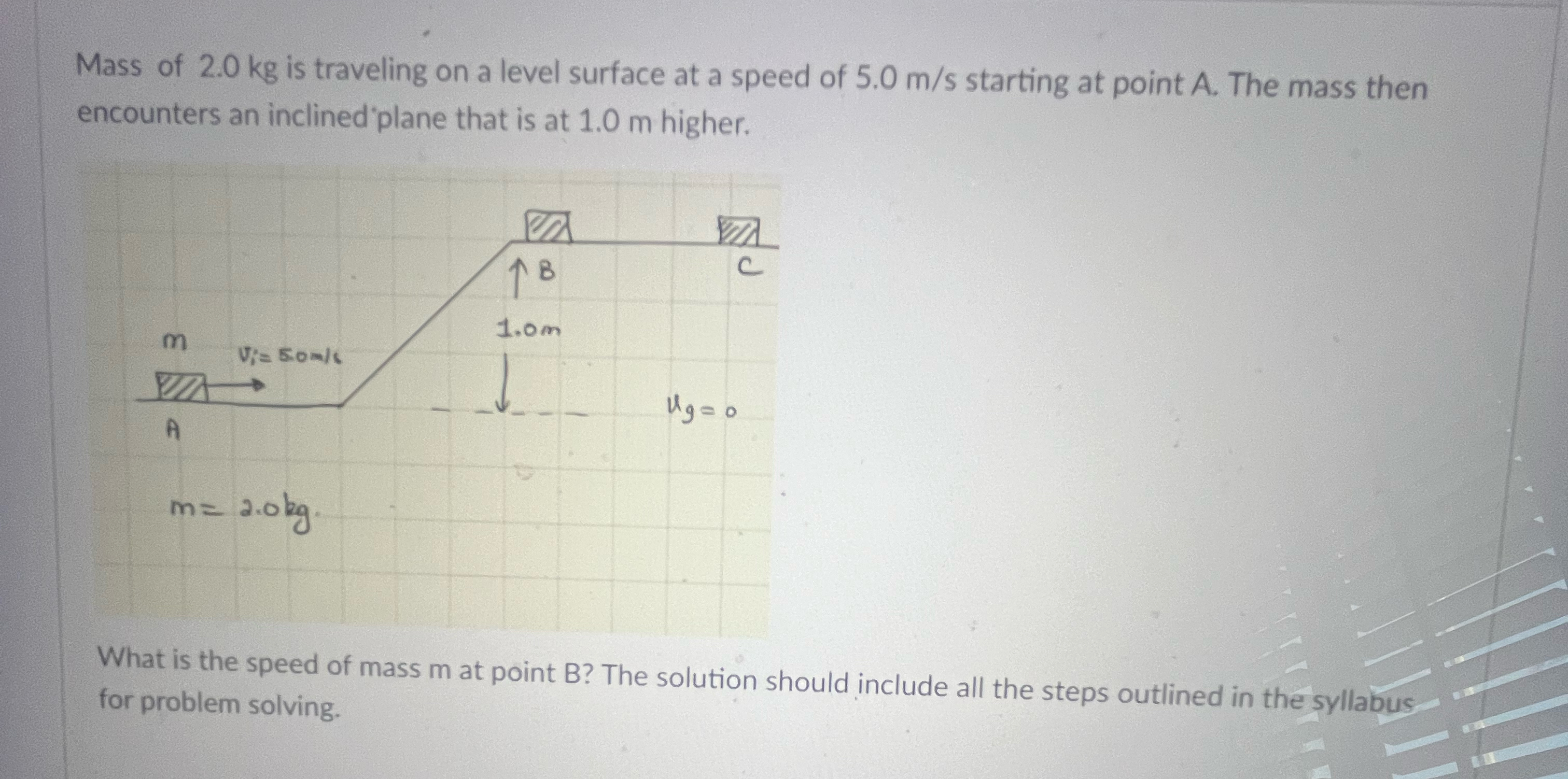 Solved Mass of 2.0kg ﻿is traveling on a level surface at a | Chegg.com