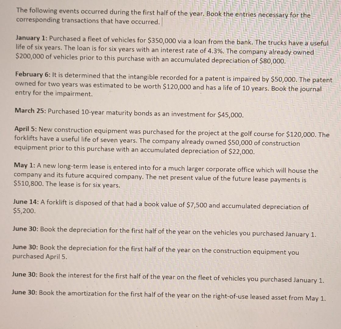 Solved The following events occurred during the first half | Chegg.com