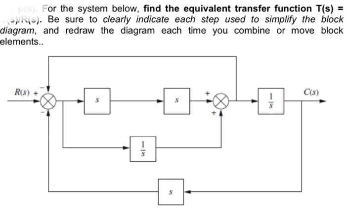 Solved For the system below, find the equivalent transfer | Chegg.com