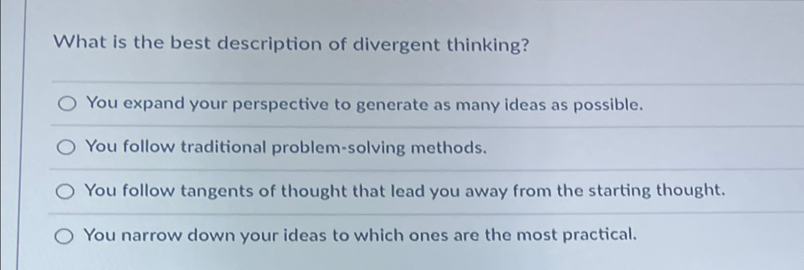 Solved What is the best description of divergent | Chegg.com