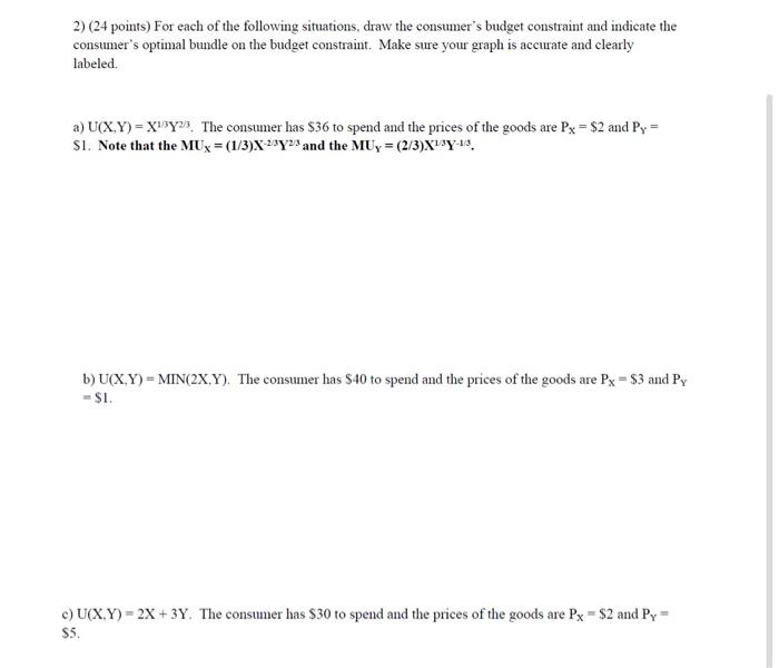 Solved 2) (24 points) For each of the following situations, | Chegg.com