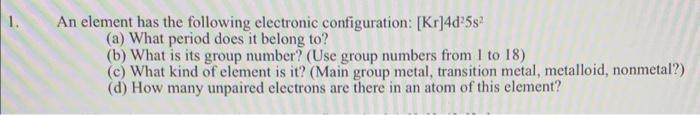 Solved An element has the following electronic | Chegg.com