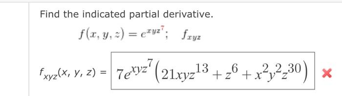 Solved Find the indicated partial derivative. | Chegg.com