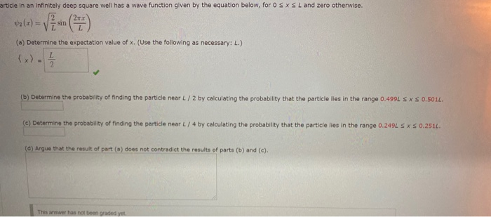Solved article in an infinitely deep square well has a wave | Chegg.com