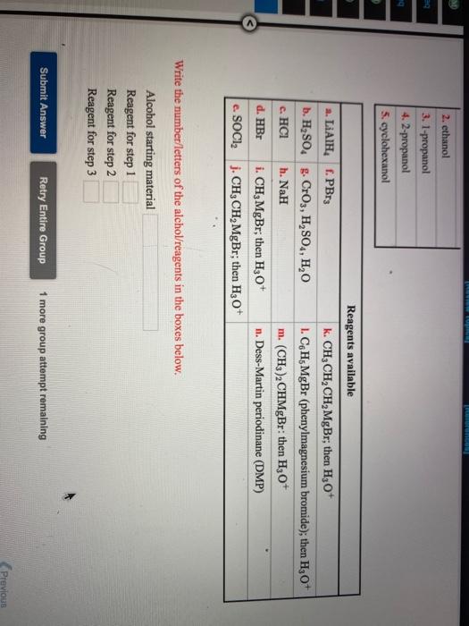 Solved Review Toples References Specify both the alcohol | Chegg.com