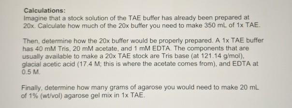 Solved Calculations: Imagine that a stock solution of the | Chegg.com