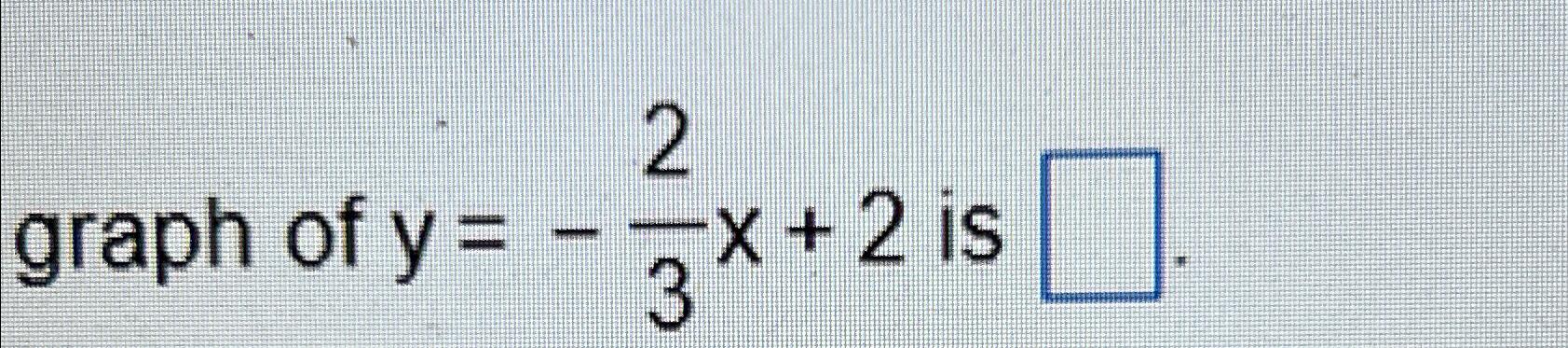 Solved The slope of the graph of y=-23x+2 ﻿is | Chegg.com