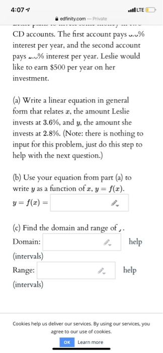 Solved 4:074 elluE AA edfinity.com Turned in automatically | Chegg.com