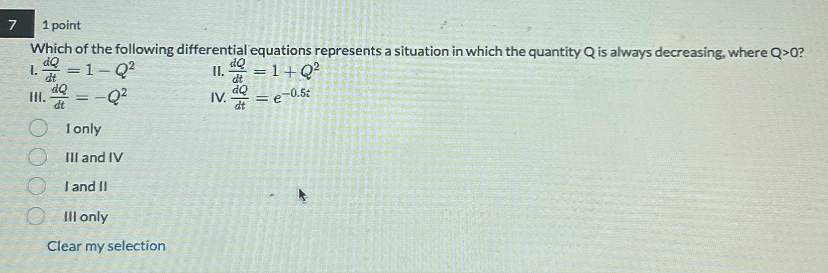 Solved 71 ﻿pointWhich of the following differential | Chegg.com