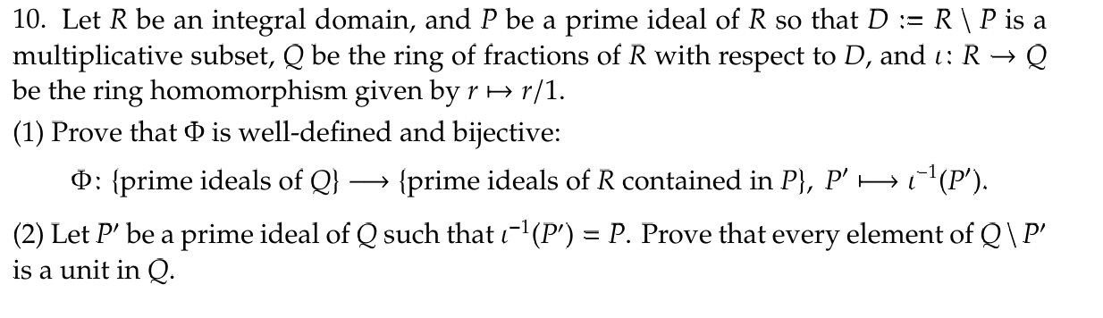 Solved Let R ﻿be an integral domain, and P ﻿be a prime ideal | Chegg.com