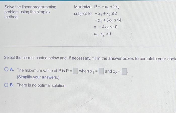 Solved Solve the linear programming problem using the | Chegg.com