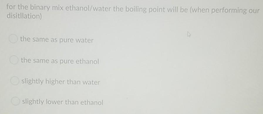 Solved for the binary mix ethanol/water the boiling point | Chegg.com