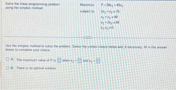 Solved Solve the linear programming problem using the | Chegg.com