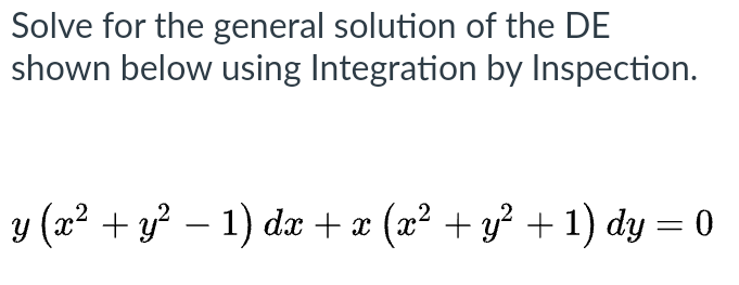 Solved Solve for the general solution of the DE shown below | Chegg.com