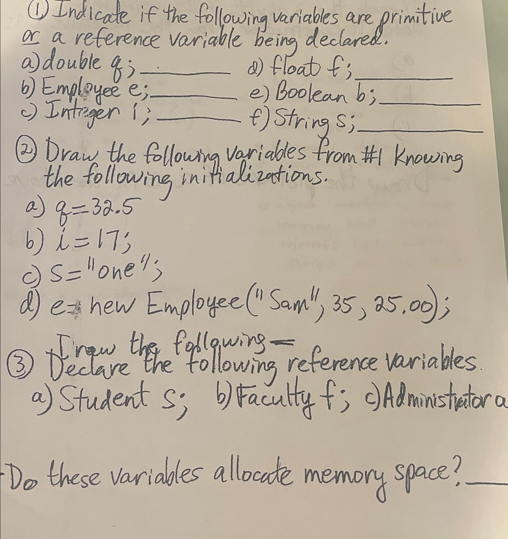 Solved (1) ﻿Indicate if the following variables are | Chegg.com