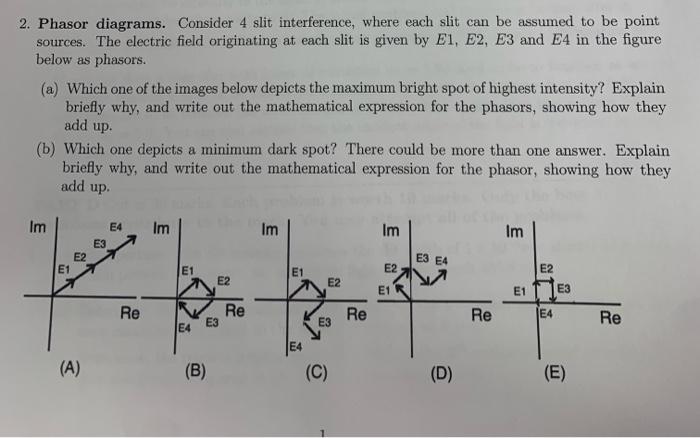 Solved 2. Phasor diagrams. Consider 4 slit interference, | Chegg.com