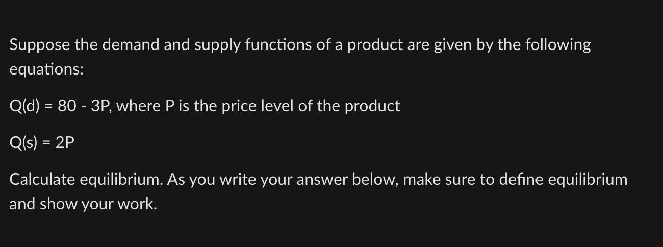 Solved Suppose the demand and supply functions of a product | Chegg.com