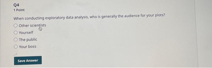 Solved When conducting exploratory data analysis, who is | Chegg.com