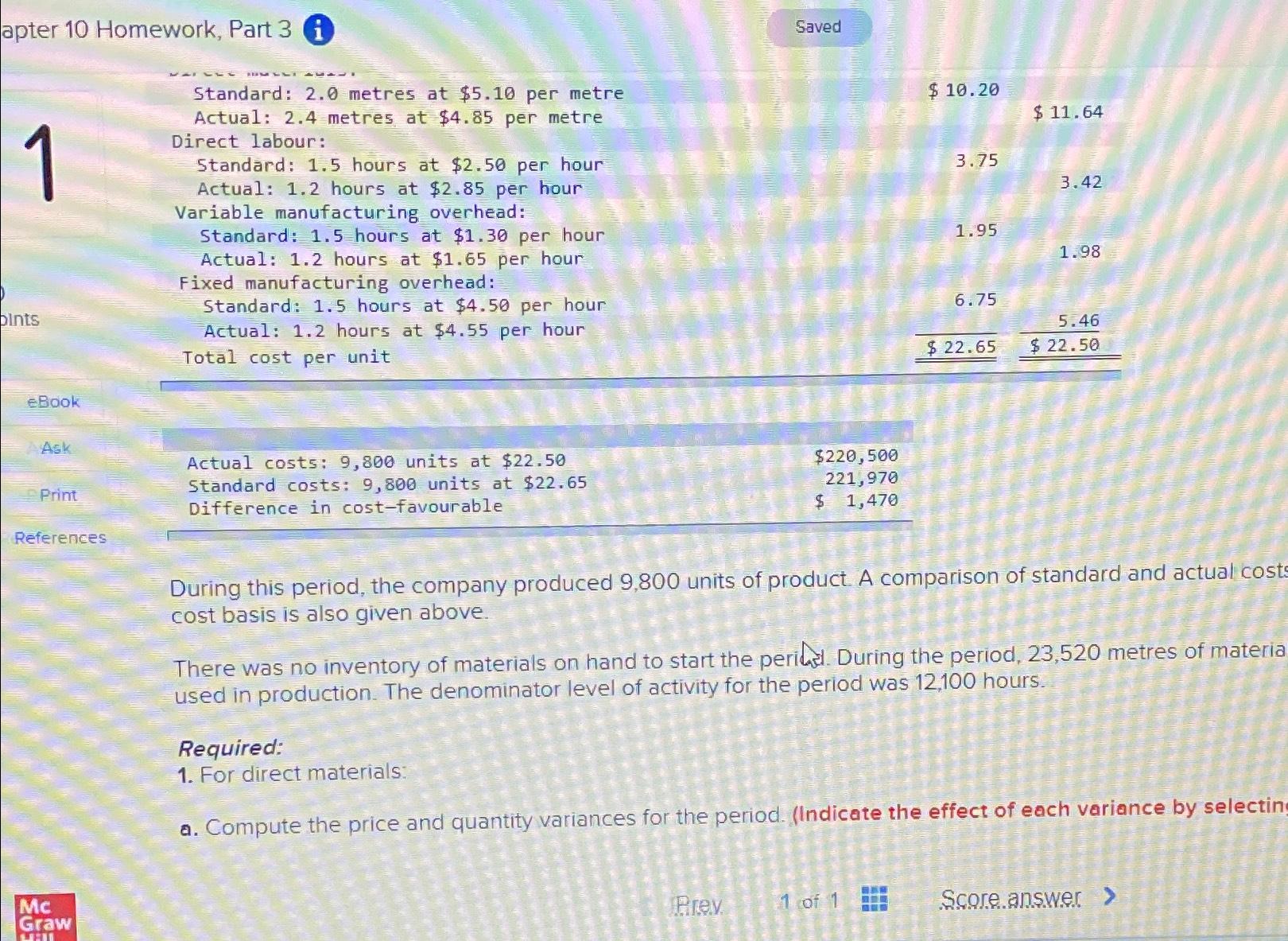 Solved apter 10 Homework, Part 3Saved1 Standard: 2.0 | Chegg.com Solved apter 10 Homework, Part 3Saved1 Standard: 2.0 | Chegg.com