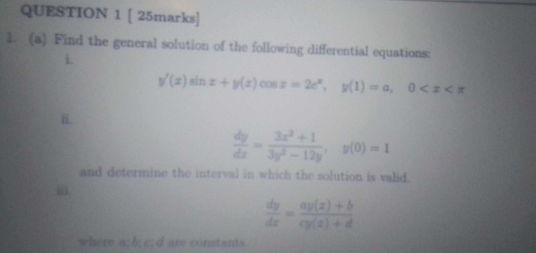 Solved (a) Find the general solution of the following | Chegg.com