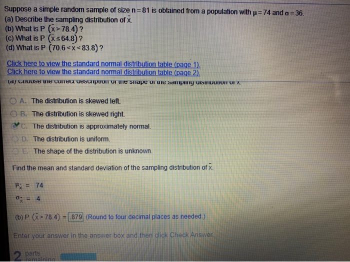 Solved suppose the random sample size n=81 is obtained from | Chegg.com
