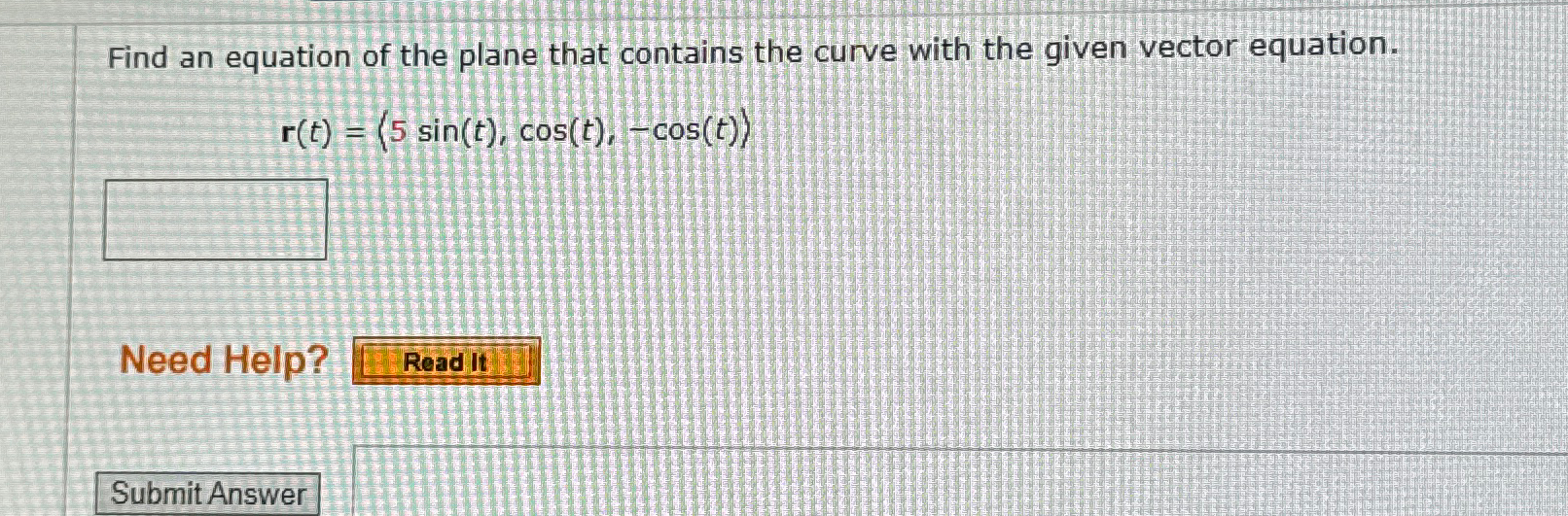 Solved Find an equation of the plane that contains the curve | Chegg.com
